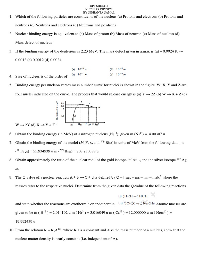 DPP Sheet (Nuclear Physics) | PDF