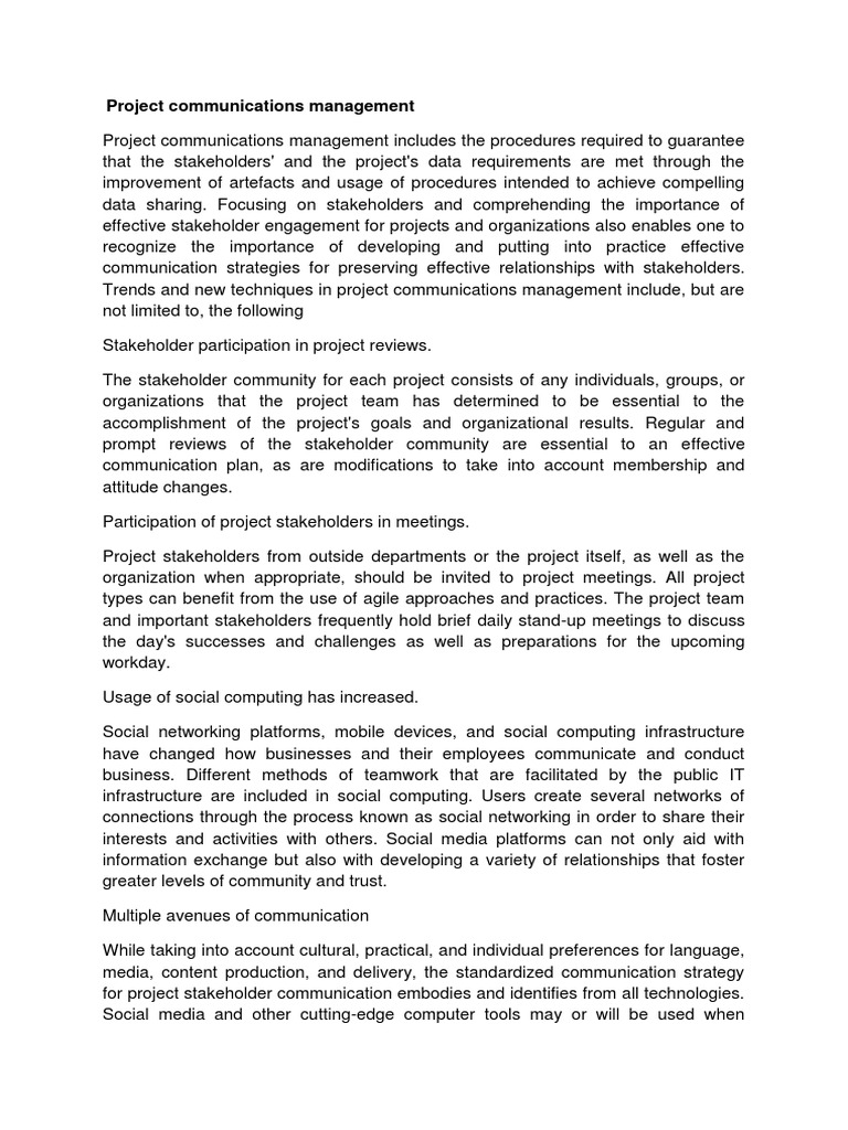 Communications Management Pdf Communication Social Networking Service