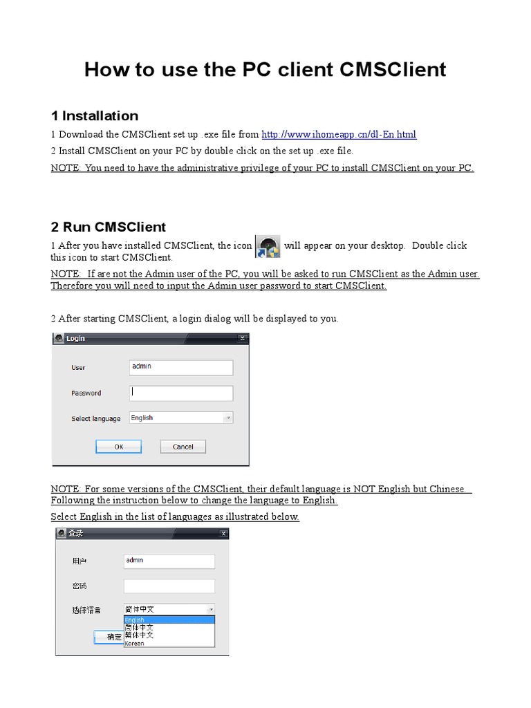 CMSClient Manual | PDF | Button (Computing) | Point And Click