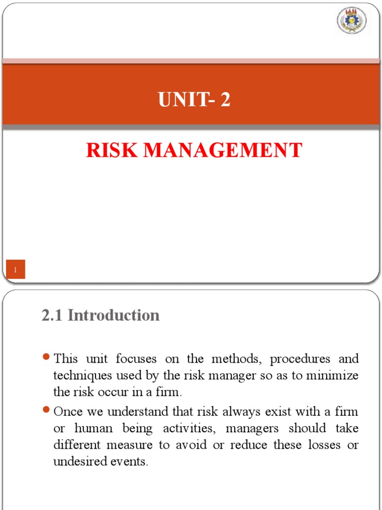 Unit-2: Risk Management | PDF | Risk | Risk Management