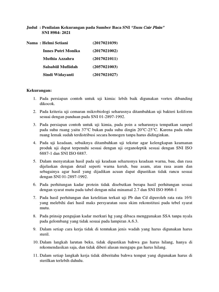 SNI-Susu Cair Plain - MPI 2022 | PDF | Memasak, Makanan, & Anggur