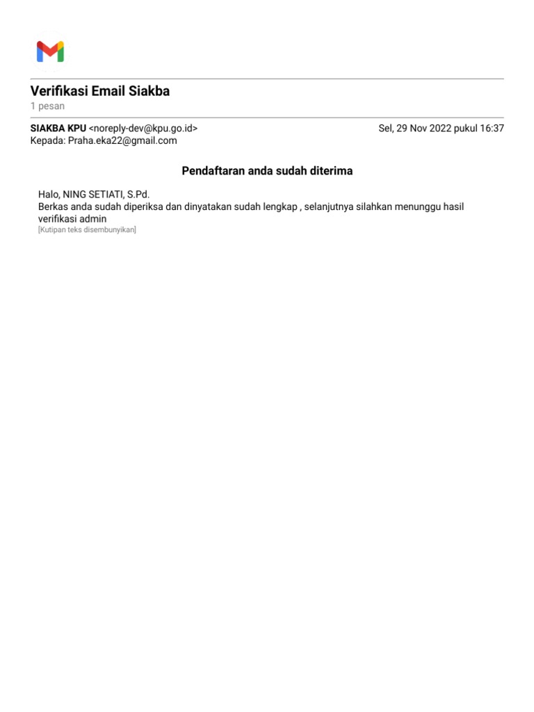 Proses Verifikasi Email Siakba | PDF