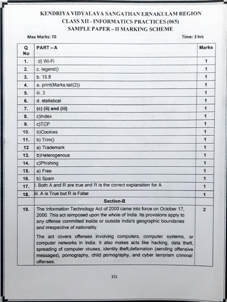 IP Sample Paper 2 Answer Keys | PDF