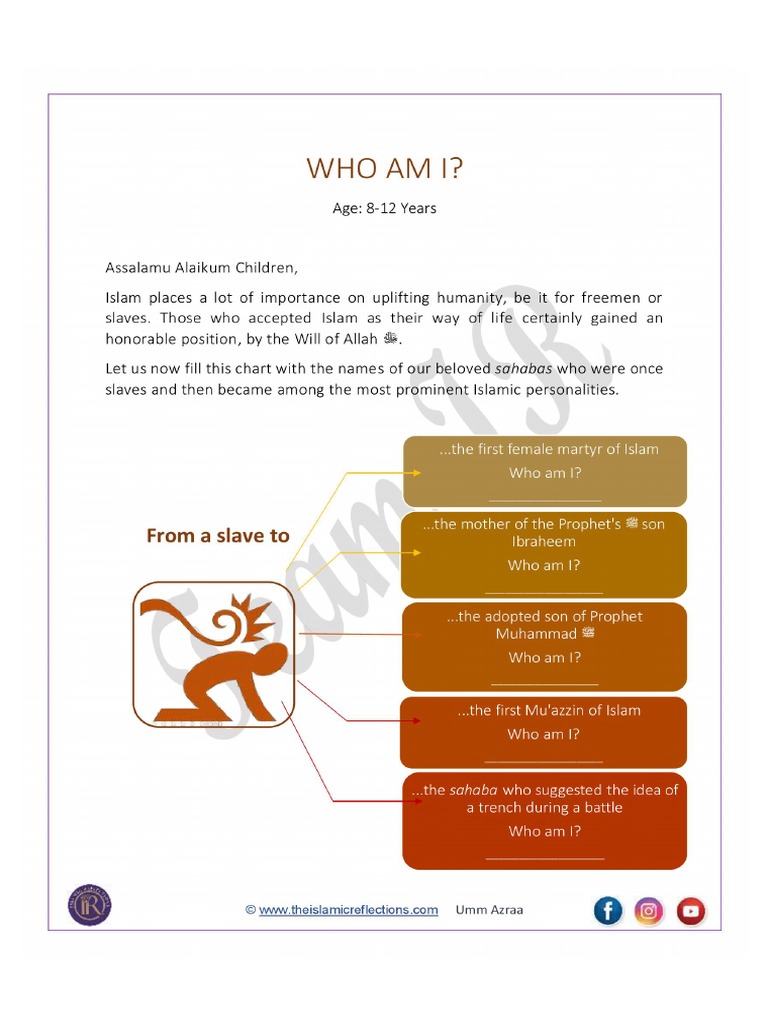 Who Am I Worksheet | PDF