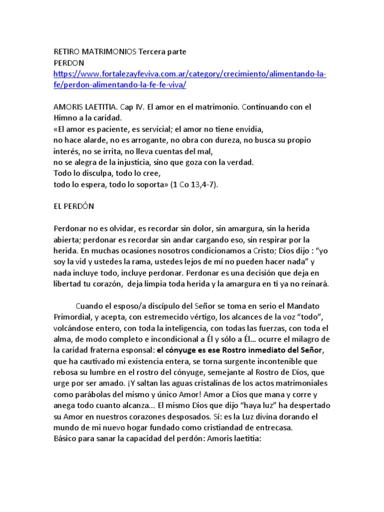 Retiro Matrimonios Tercera Parte | PDF | Amor | Perdón