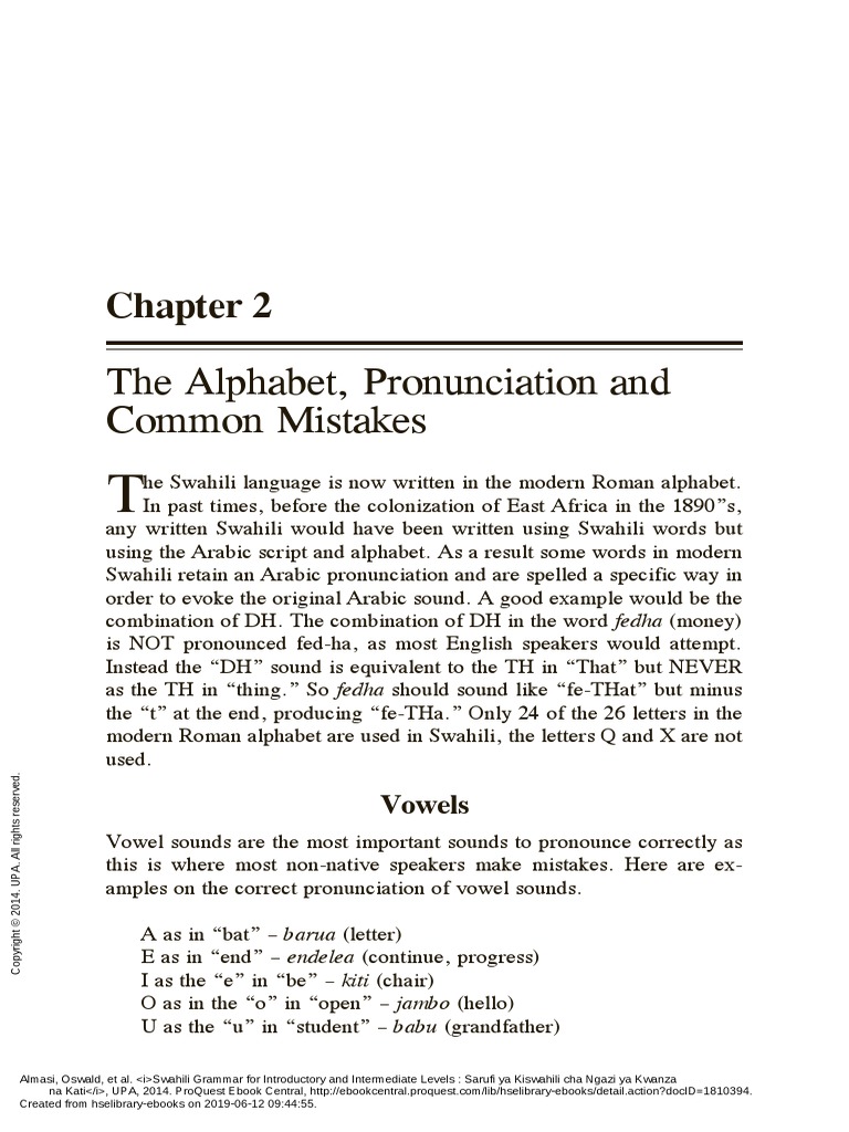The Alphabet, Pronunciation and Common Mistakes | PDF | Swahili ...