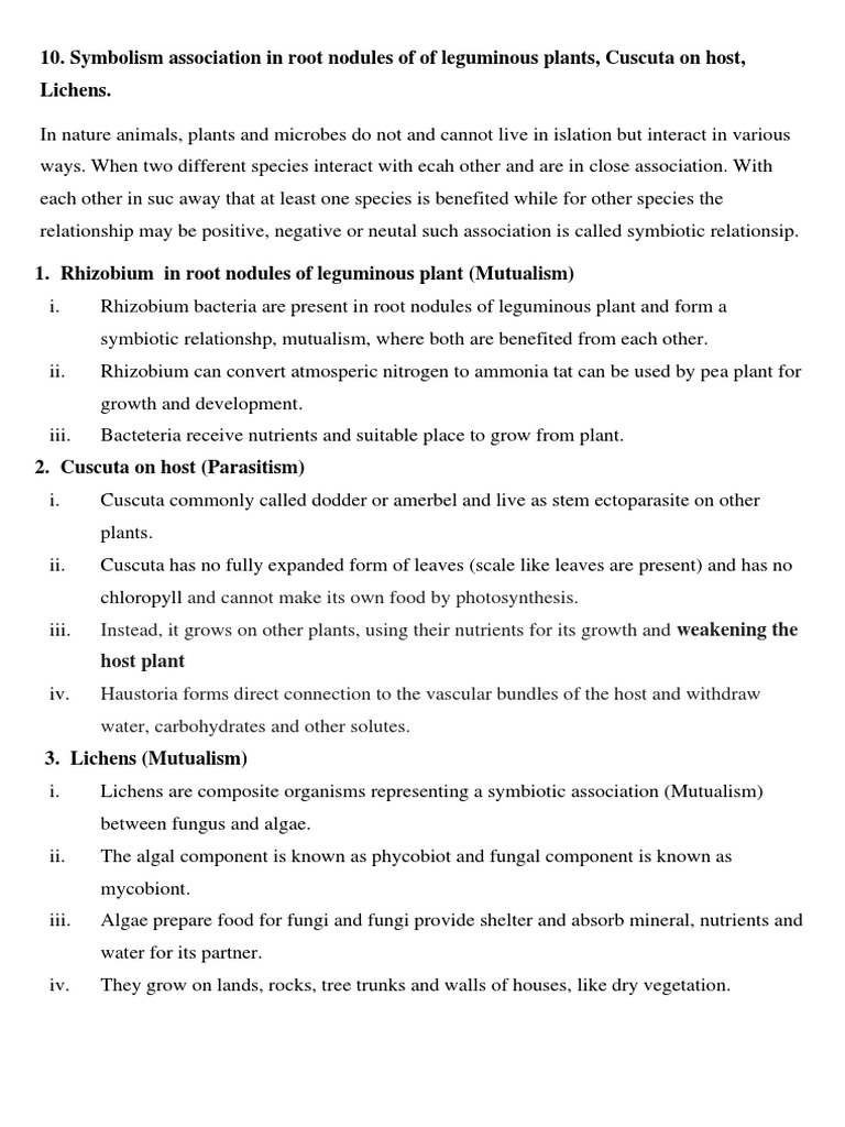 Symbiotic Relationships in Plants | PDF | Science & Mathematics ...