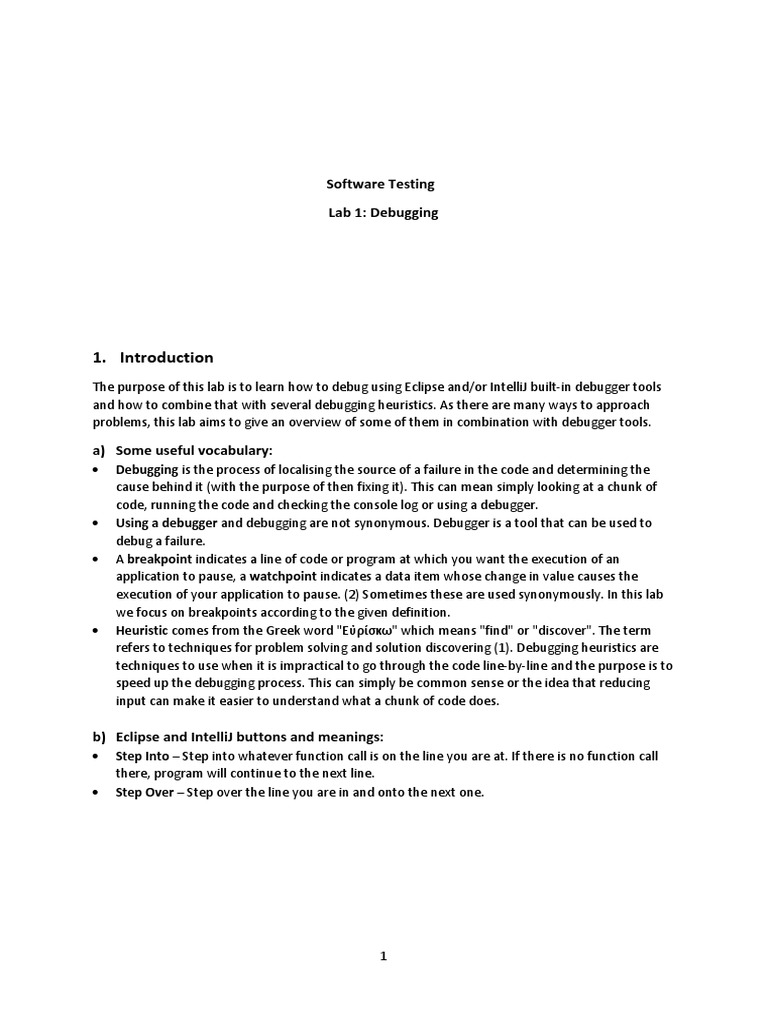 Software Testing Lab 1: Debugging | Download Free PDF | Debugging ...
