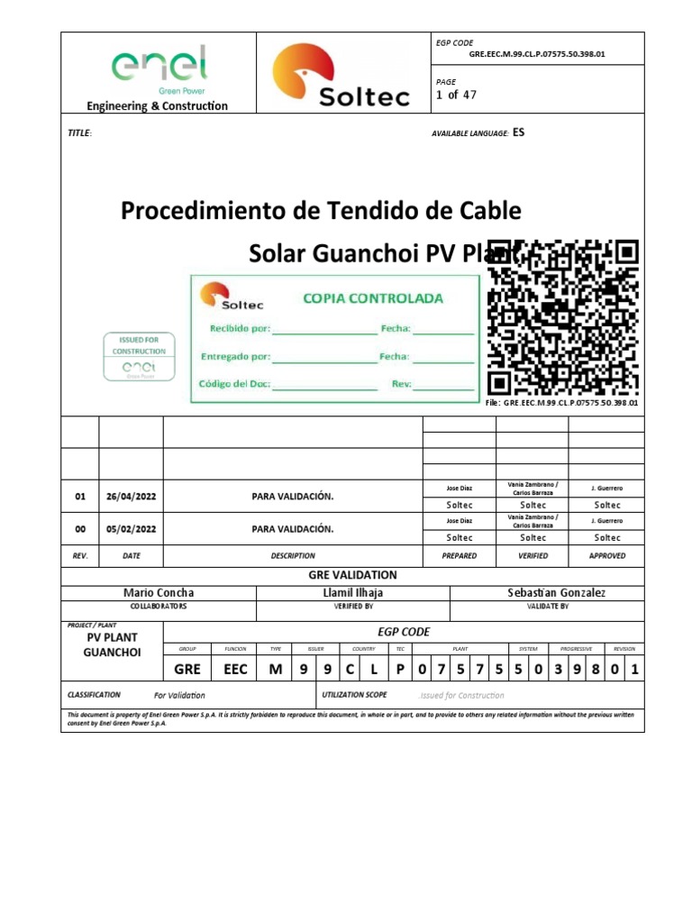 Gre - Eec.m.99.cl.p.07575.50.398.01 Tendido Cable Solar | PDF ...