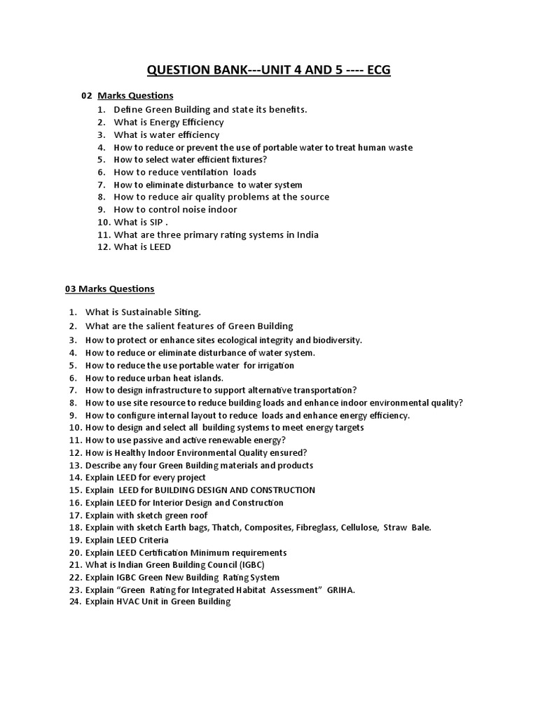 Ecg Question Bank | PDF | Green Building | Efficient Energy Use