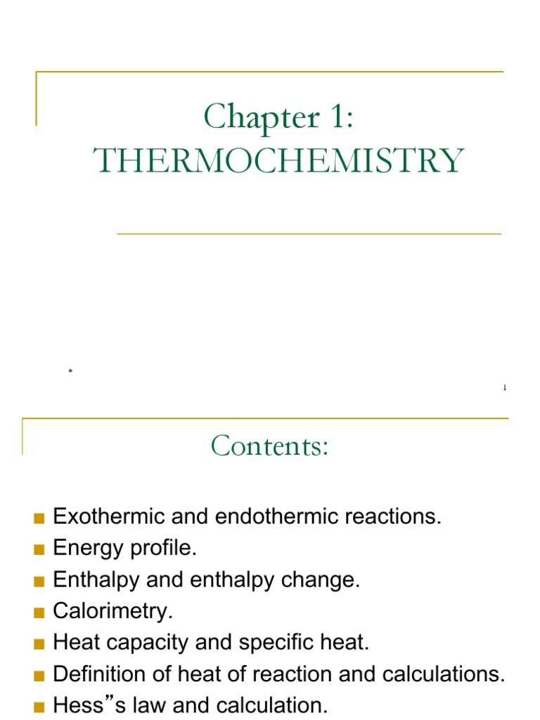 Chapter 1 - Thermochemistry | PDF | Salt (Chemistry) | Chemical Reactions