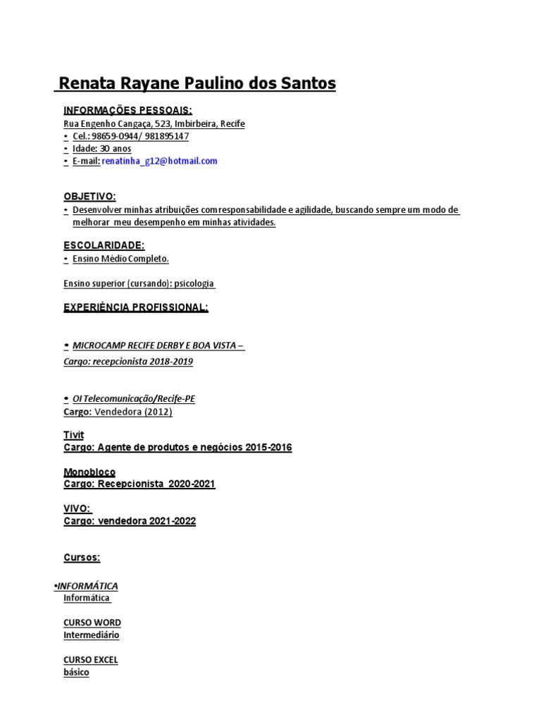 Renata Rayane currículo 40c | PDF