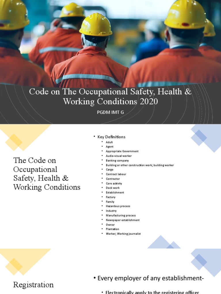 Code On OSH | PDF | Occupational Safety And Health | Employment