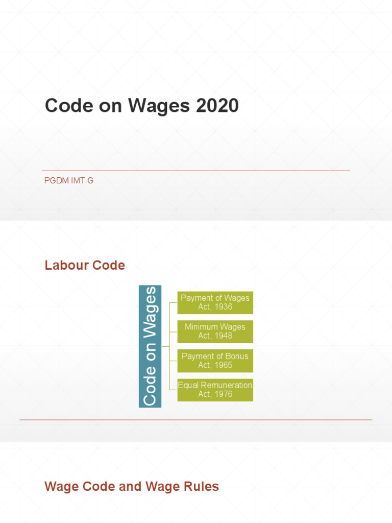Code On Wages 2020 | PDF | Wage | Employment