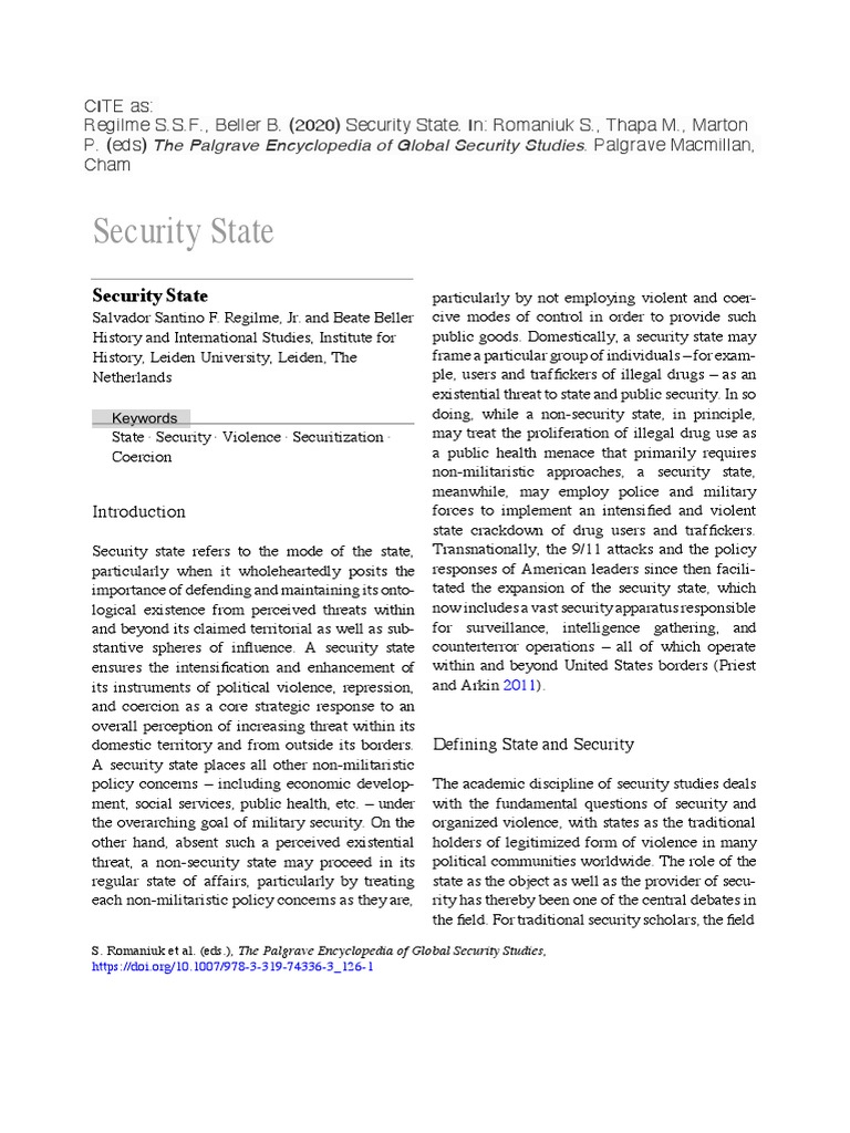 Security State: Defining the Concept and Analyzing its Implications for ...