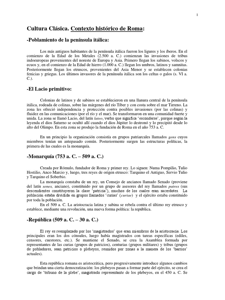 Contexto Histórico de Roma | PDF | Republica Romana | Augusto