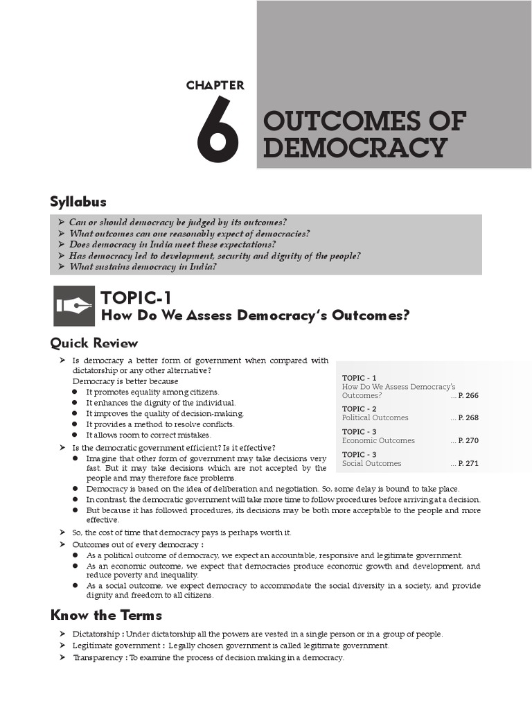 C-6 Outcomes of Democracy | PDF | Democracy | Political Ideologies