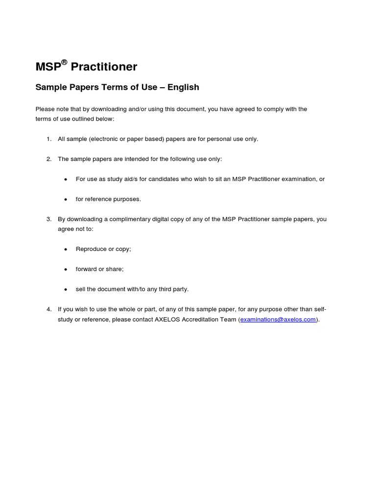LX21 MSP Practitioner Sample Paper v1.2 | PDF | Trademark | Outsourcing