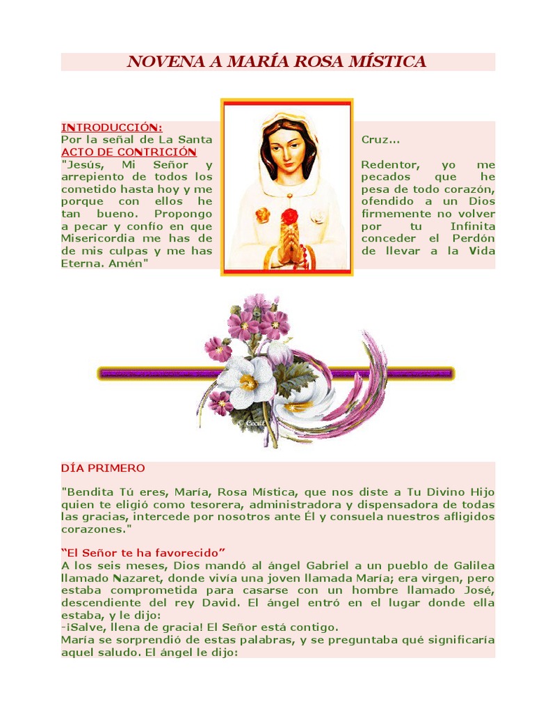 Novena A María Rosa Mística | PDF | María, madre de Jesús | Oración