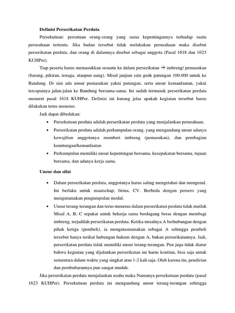 Persekutuan Perdata | PDF