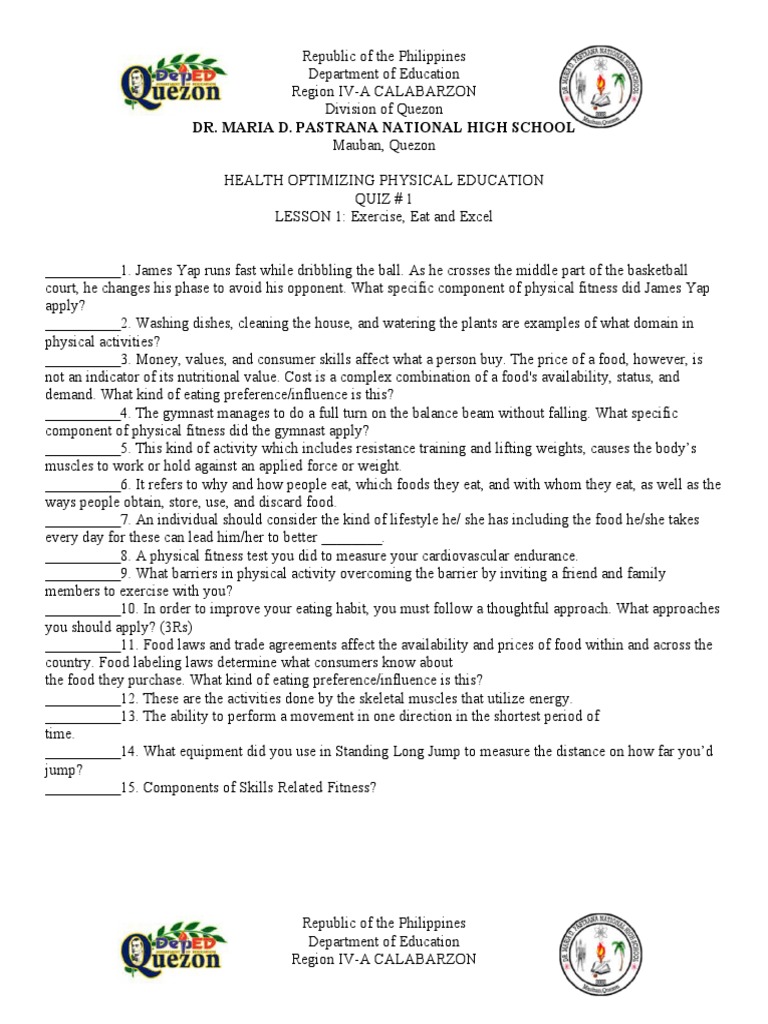 Mil Quiz Lesson 7 Q2 | PDF | Physical Fitness | Heart Rate