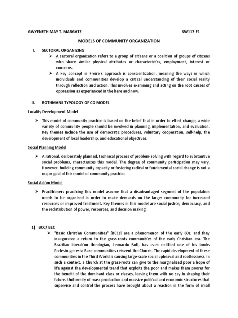 Models of Community Organization | PDF | Gender | Gender Studies