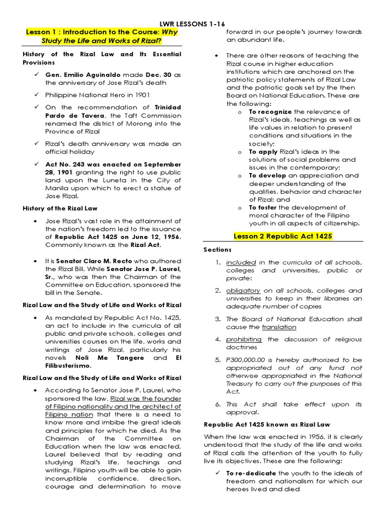 LWR Lessons | PDF | Philippines