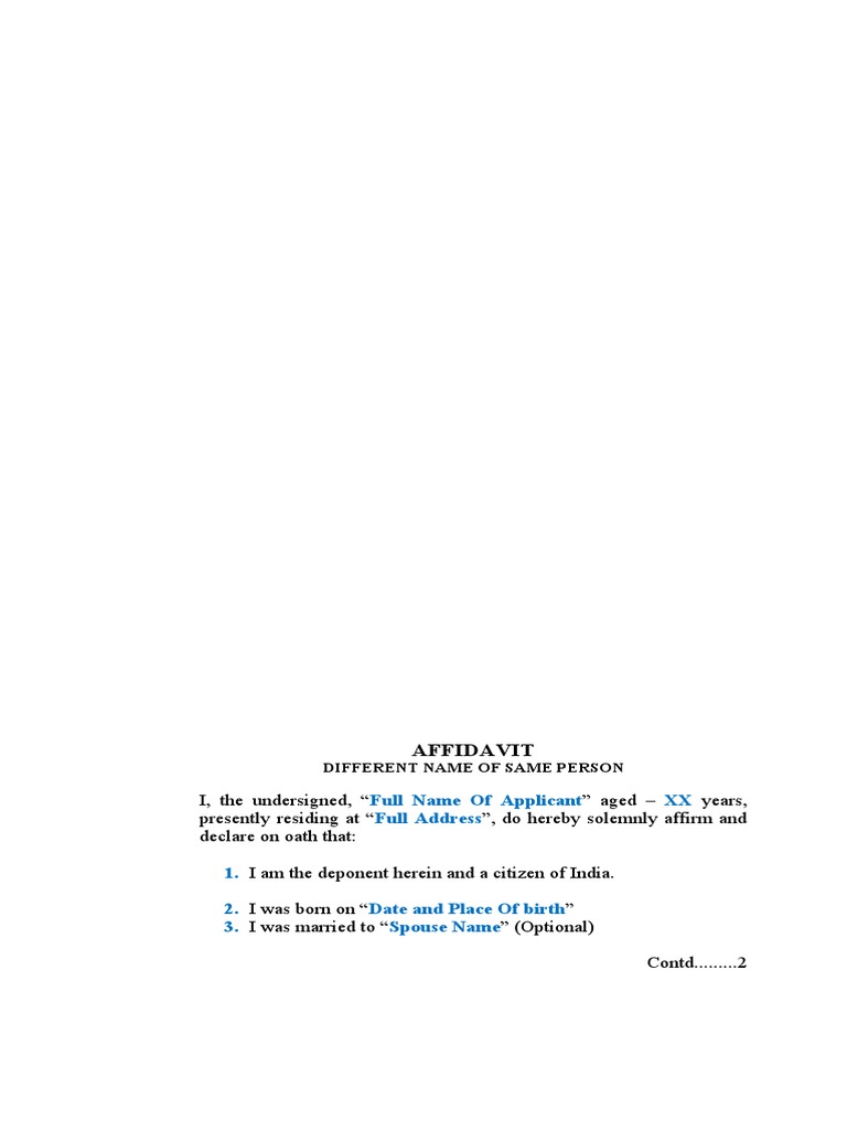 Affidavit: Different Names of One Person | PDF