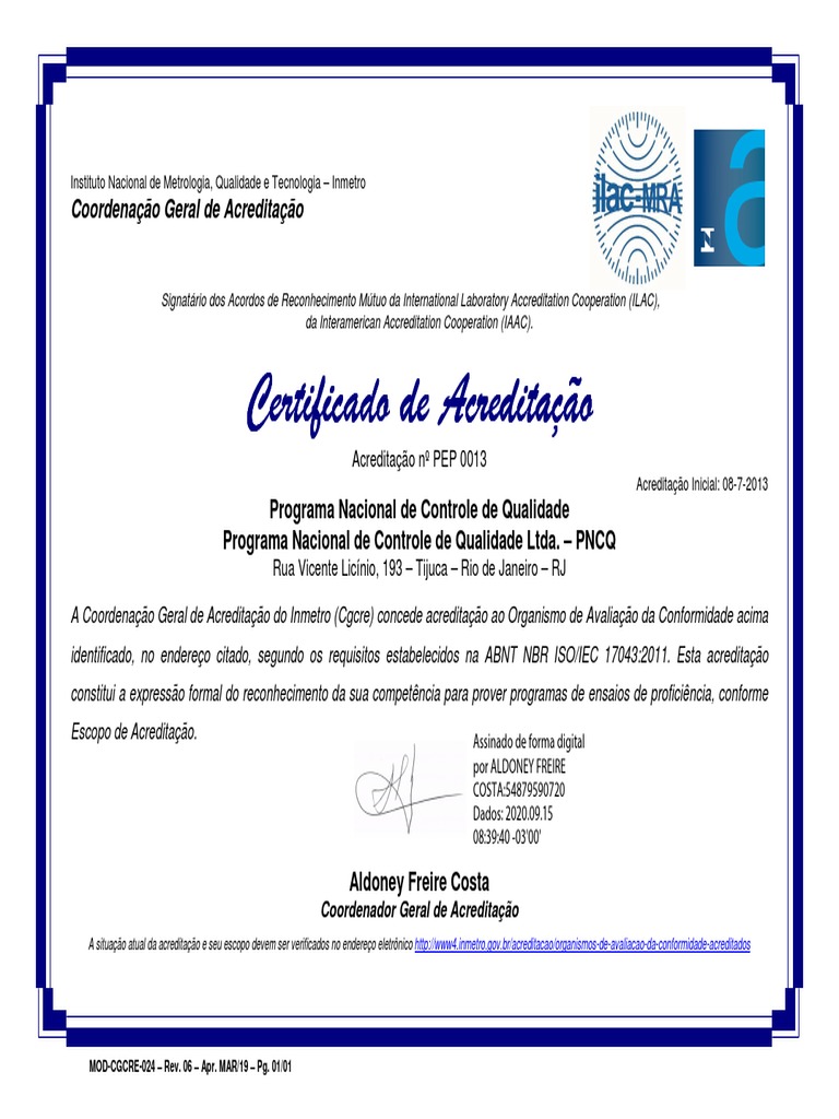 Certificado_INMETRO_(mais_atualizado) | PDF