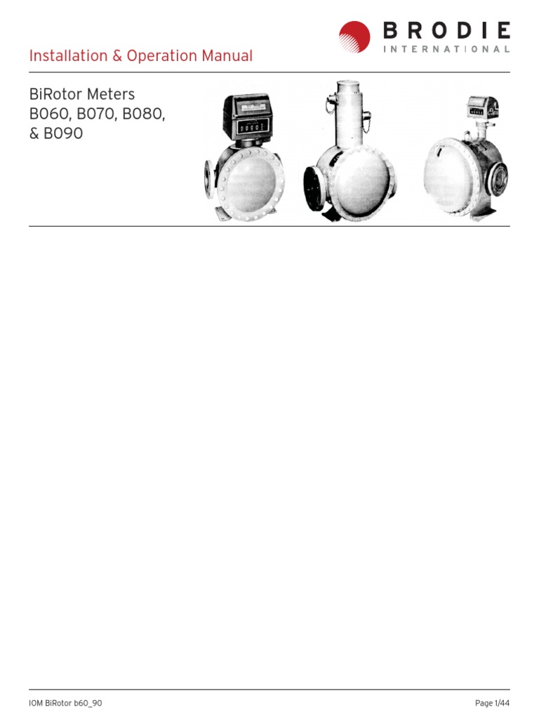 Birotor Meters B060, B070, B080, & B090: Installation & Operation Manual | PDF | Valve | Bearing ...