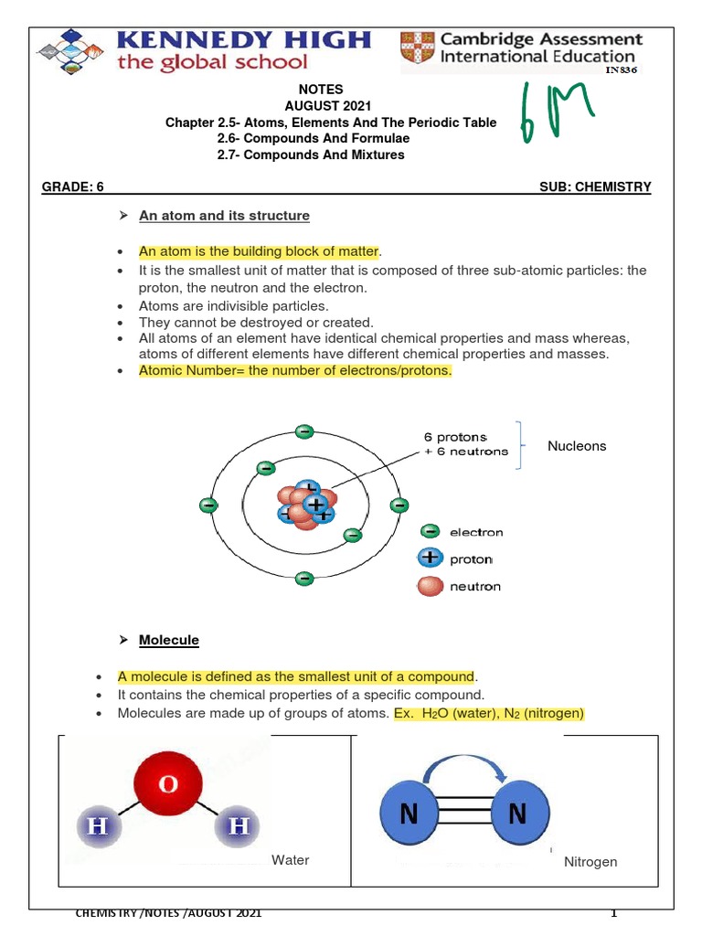 The Edited Chem of Chapter 2 | PDF | Atoms | Electron Configuration