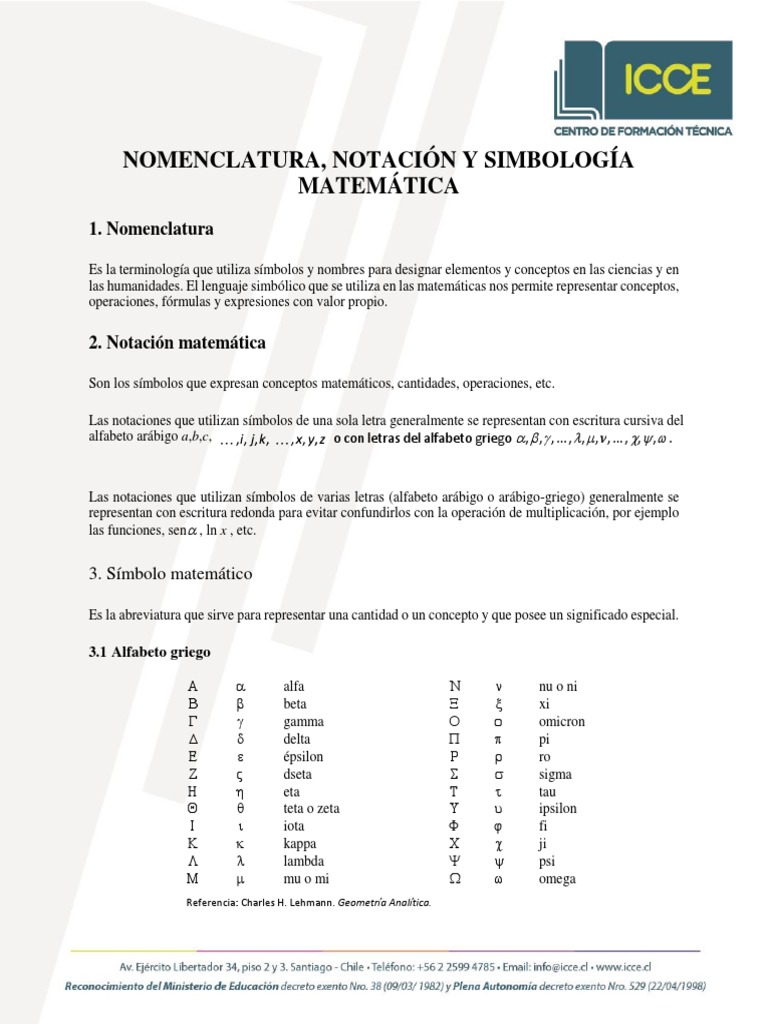 Nomenclatura | PDF | Conjunto (Matemáticas) | Los símbolos