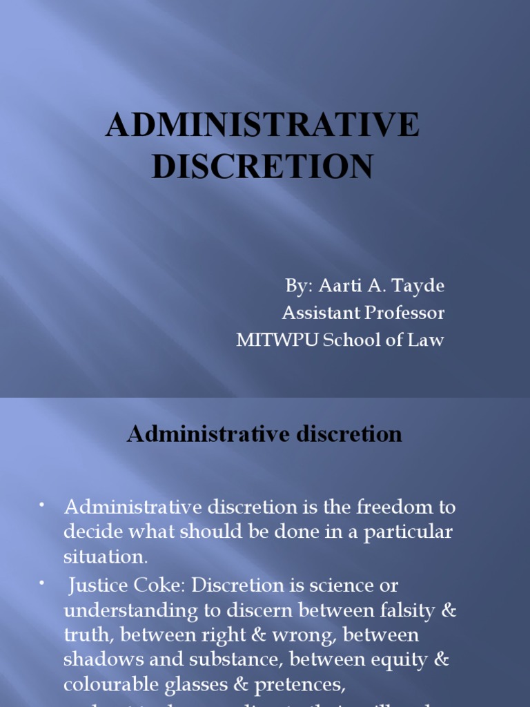 Administrative Discretion | PDF | Public Law | Government