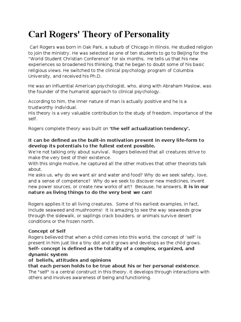 Carl Rogers-Theory of Personality | Self Actualization | Self Esteem