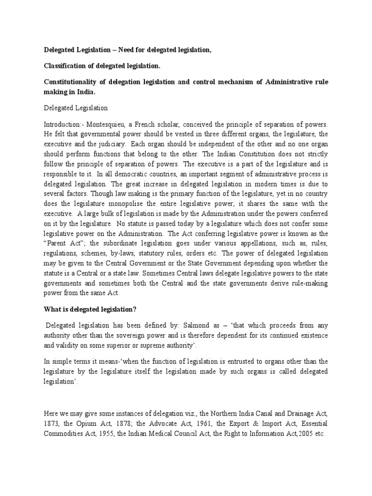 Delegated Legislation and Its Control | PDF | Legislature | Committee