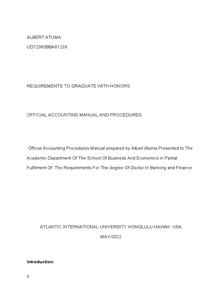 Official Accounting Procedures Manual..... | PDF | Accounting ...