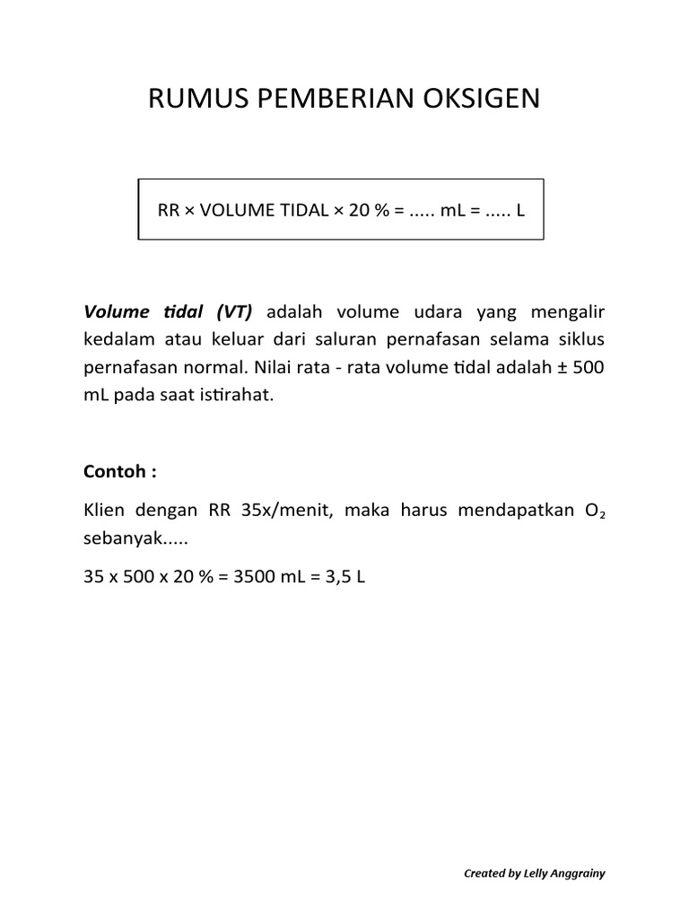 Rumus Pemberian Oksigen | PDF