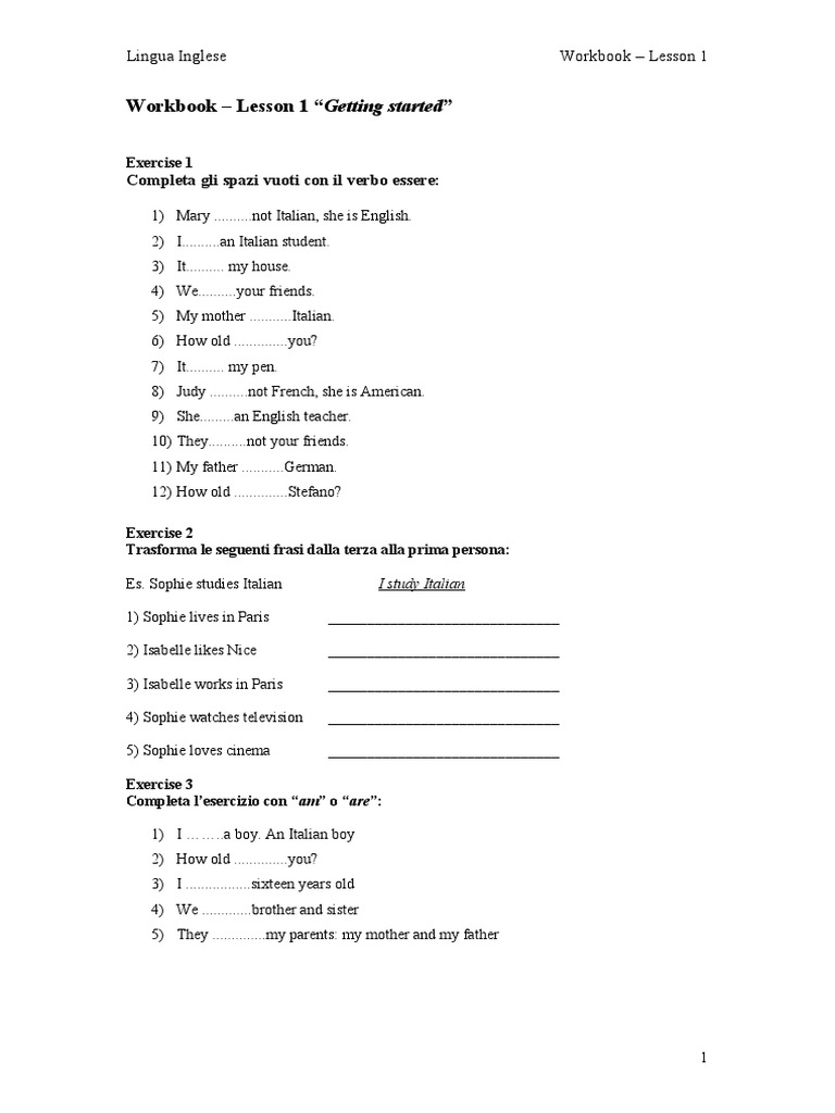 Workbook Lesson 1 | PDF | Food And Drink | Cuisine