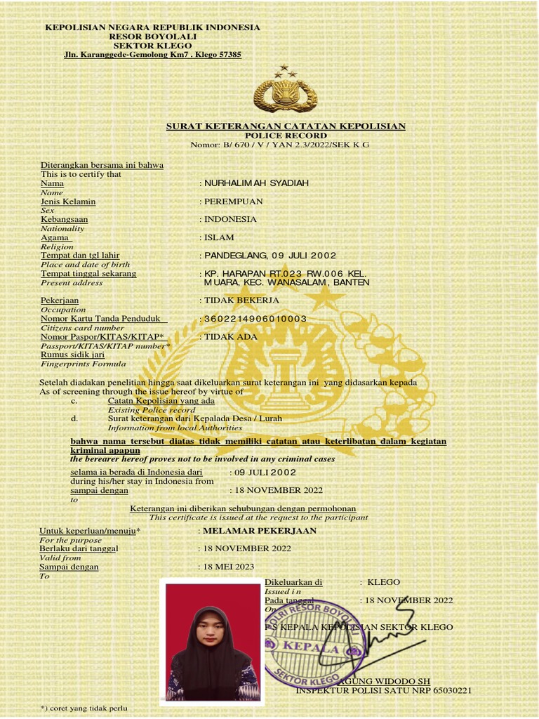 Bagi Format SKCK | PDF