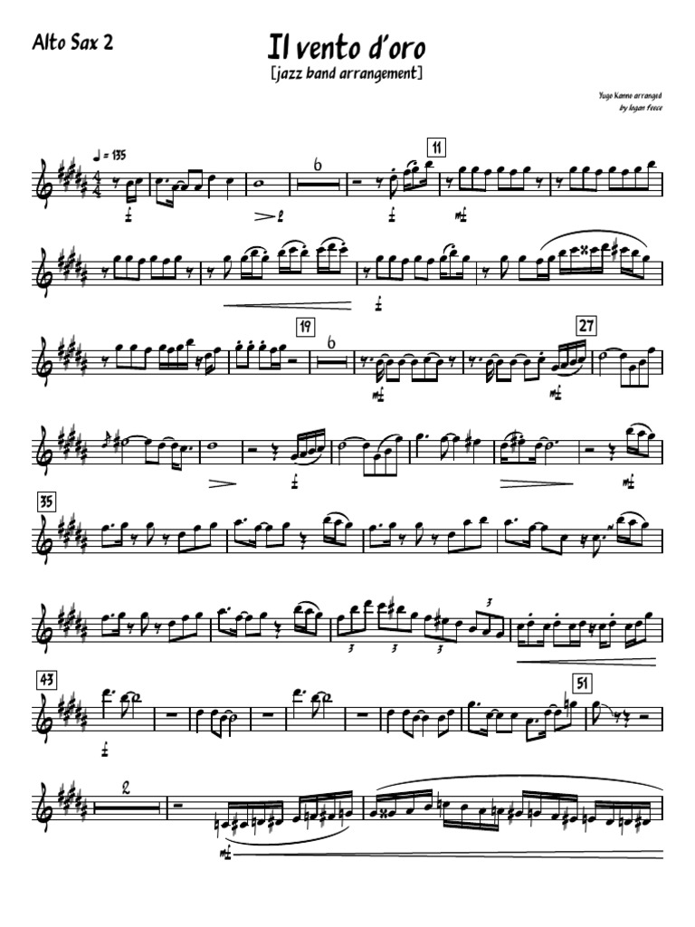 Il Vento D'oro Big Band Arrangement-Alto Sax 2 | PDF | Popular Music ...