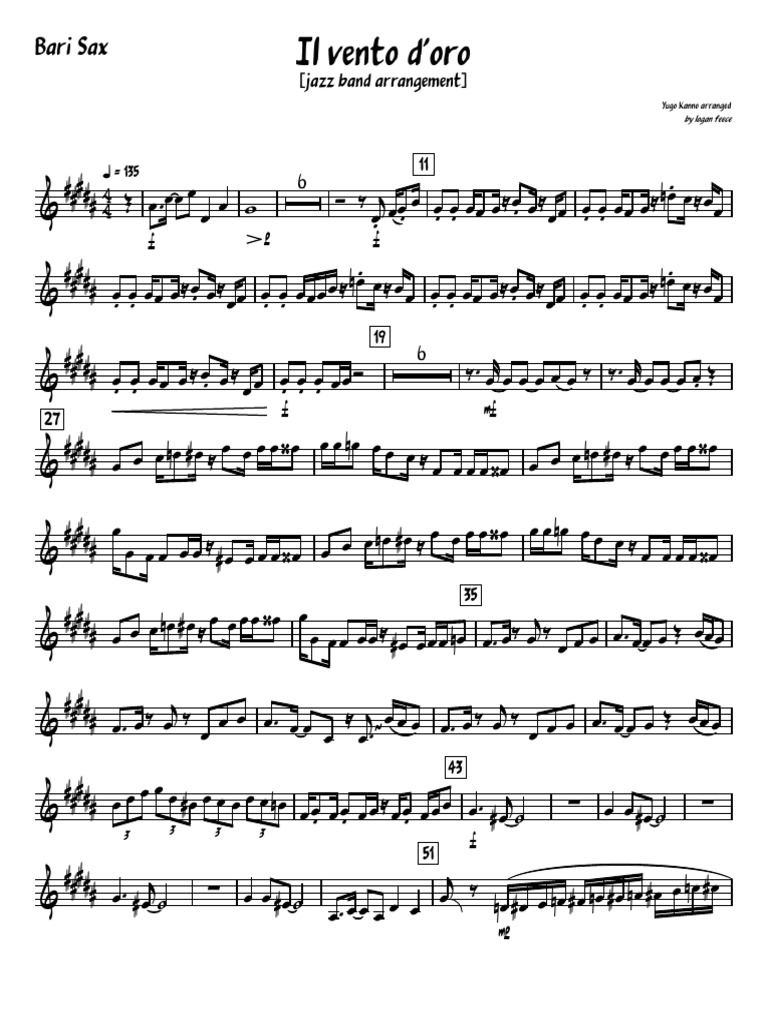 Yugo Kanno Jazz Arrangement: Il Vento d'Oro | PDF