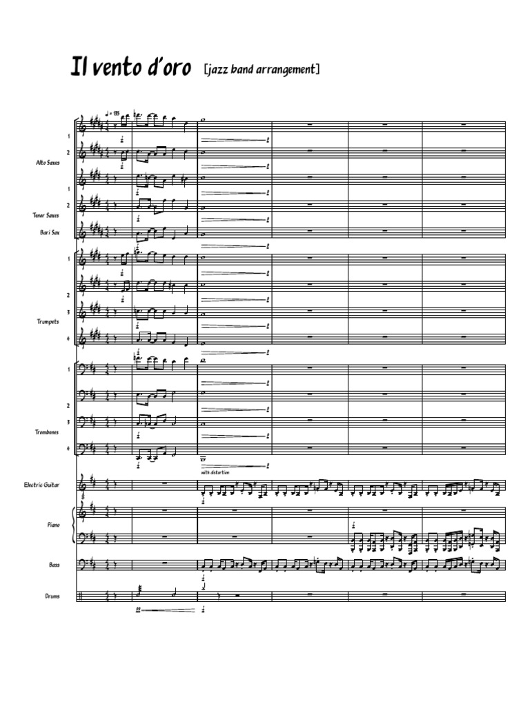 Il Vento D'oro Big Band Arrangement | PDF | Saxophone | African ...