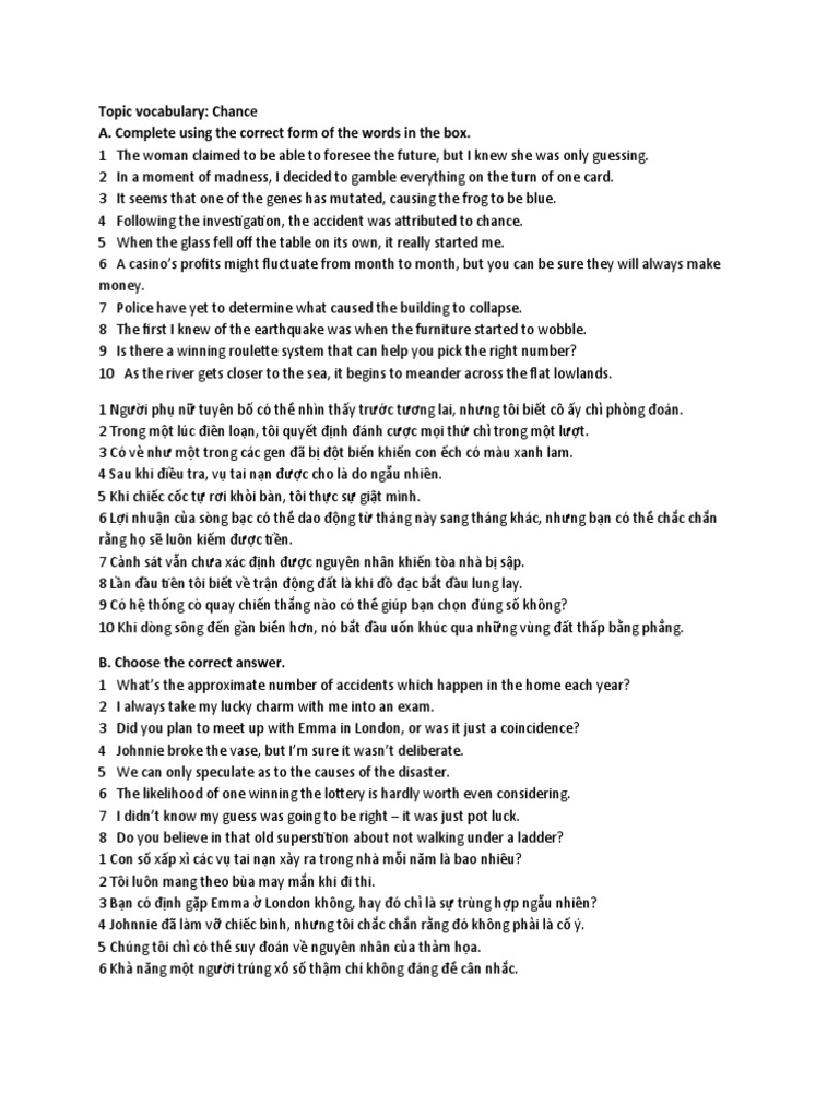 Topic Vocabulary | PDF