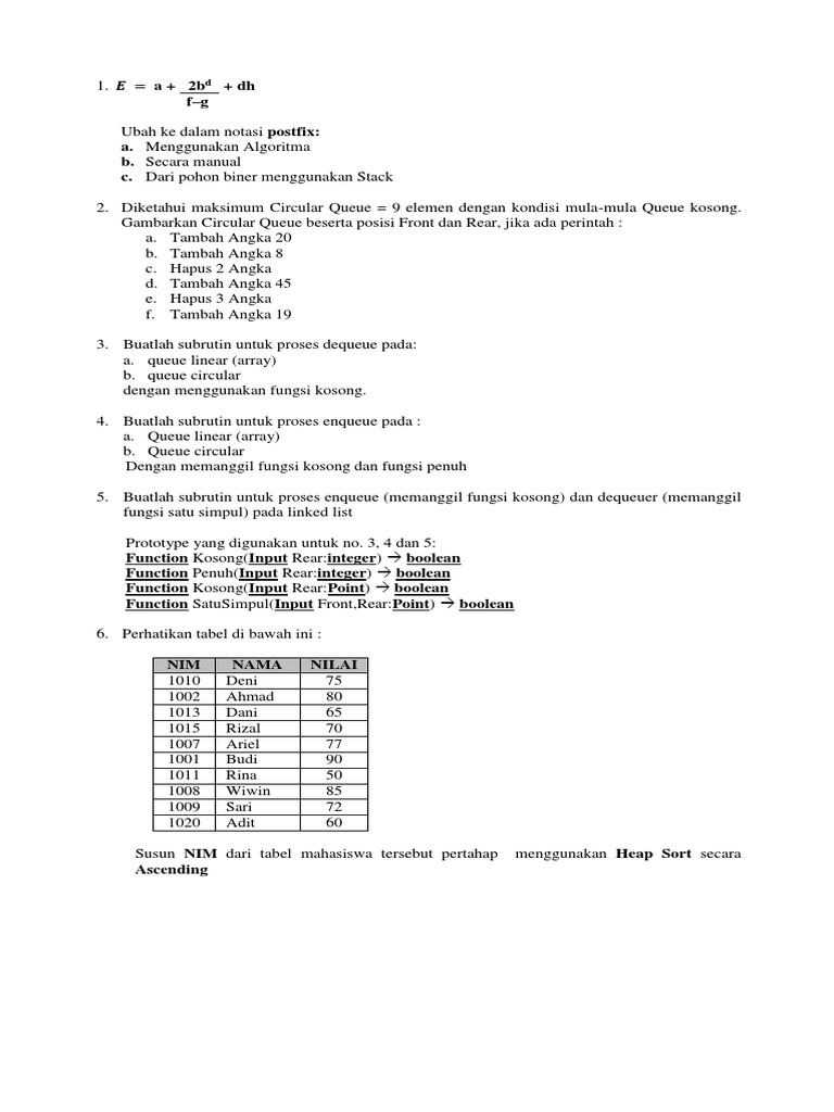 Contoh Soal Struktur Data | PDF