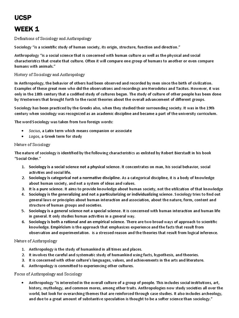UCSP Module Week 1-10 | PDF | Sociology | Socialization