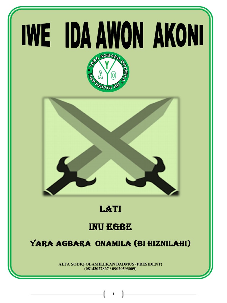 Iwe Ida Awon Akoya Agba Pdf