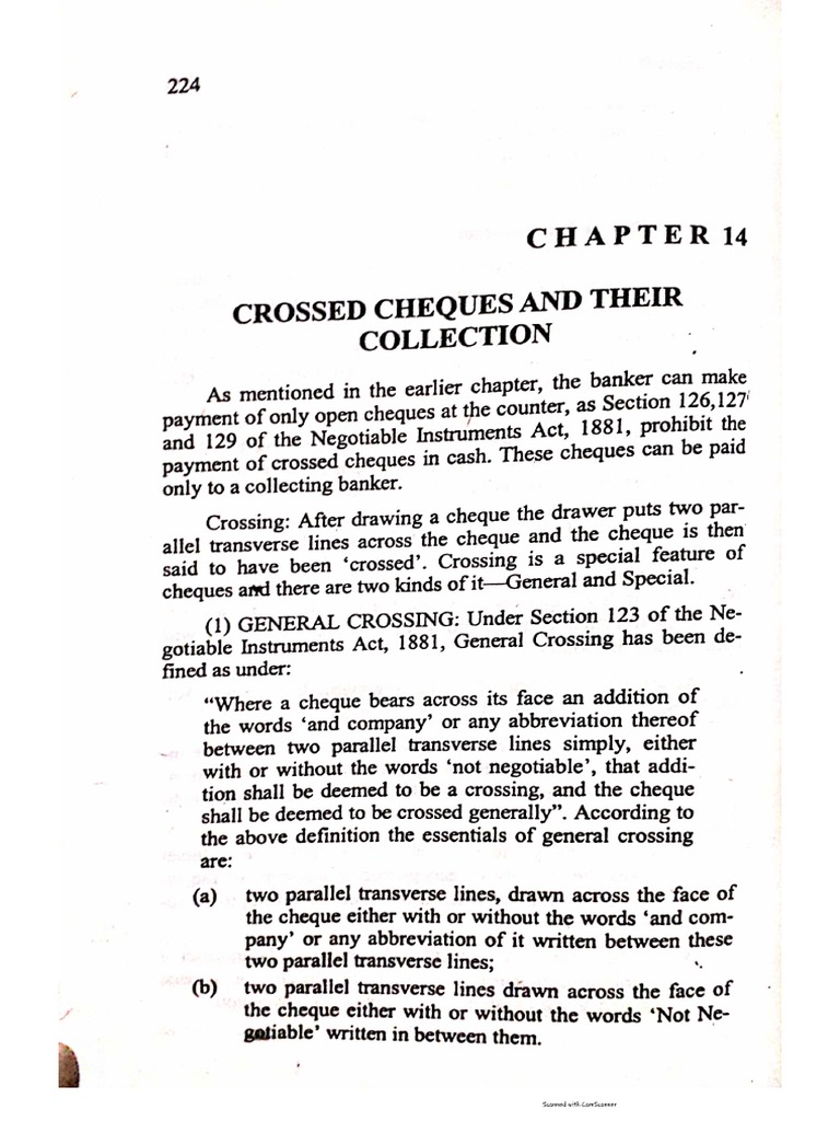 Chap 14 Crossed Cheques and Their Collection | PDF