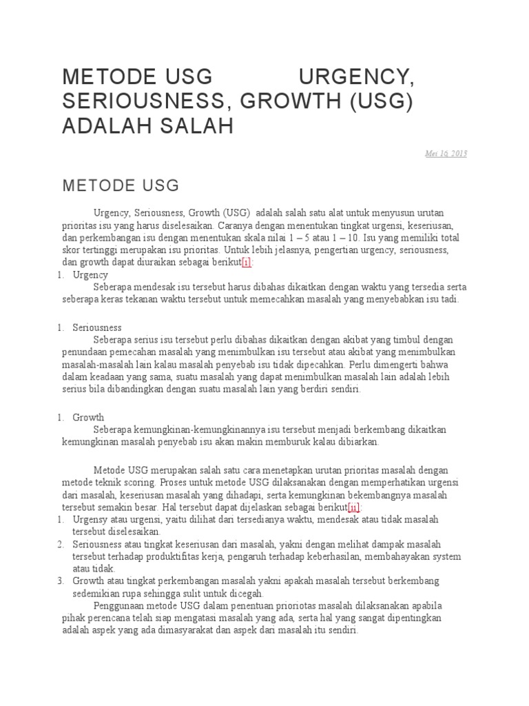 Metode Usg | PDF | Karier & Perkembangan | Bisnis