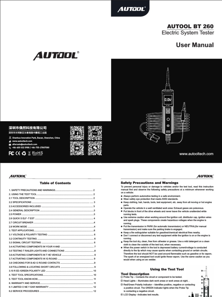 bt260 Manual | PDF | Fuse (Electrical) | Switch