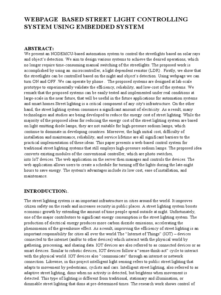 Webpage Based Street Light Controlling System Using Embedded System | PDF | World Wide Web ...